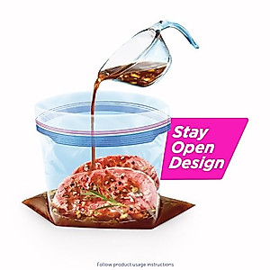 Ziploc Gallon Food Storage Freezer Bags, Stay Open Design with Stand-Up Bottom, Easy to Fill, 60 Count