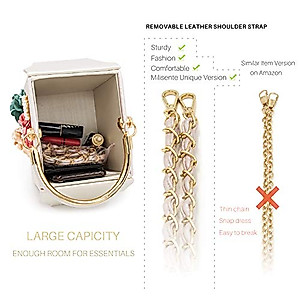 Milisente Evening Clutch Bag for Women Floral Square Box Evening Bags Crossbody Shoulder handBags Flower Wedding Clutch Purse (Beige)