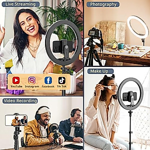 UBeesize 12” Selfie Ring Light with 62” Extendable Tripod Stand & Remote, LED Circle Light with Phone Holder for Video Recording/Makeup/Content Creator (YouTube/TikTok/Twitch), Phone, Camera & Webcam