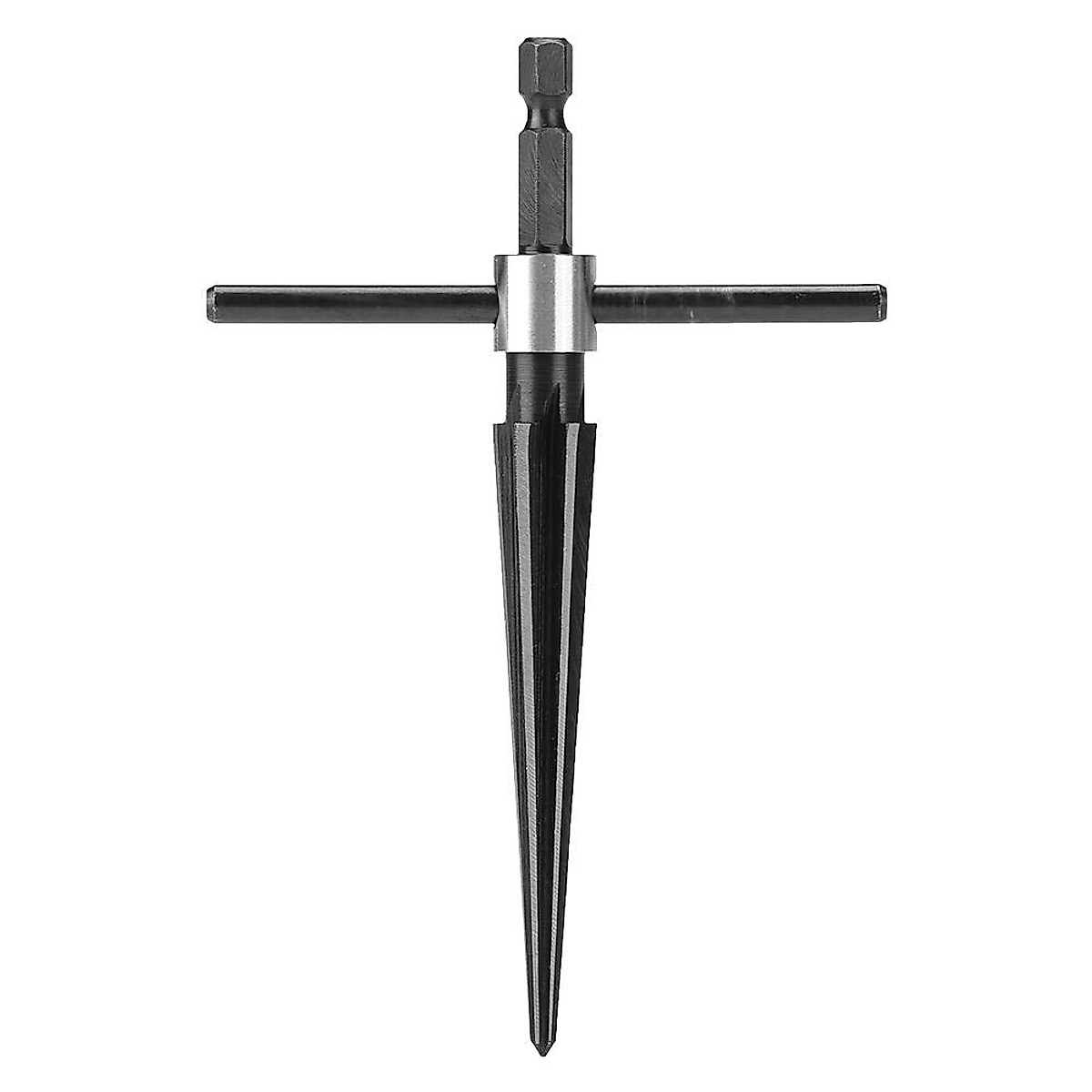 Handheld T Shape Tapered Hex Reamer Bridge Pin Hole Carbon Steel Handle Drilling Tool for Taper Holes on Top of Planks, Chamfering, Screw Sinking Holes