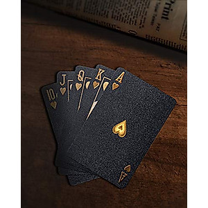 BIERDORF Diamond Waterproof Black Playing Cards, Poker Cards, HD, Deck of Cards (Black)
