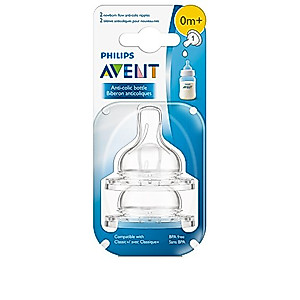 Philips AVENT Anti-Colic Nipple, Clear, Newborn (Pack of 2) (SCF421/27)