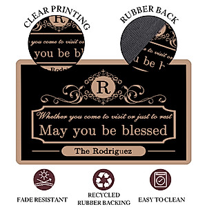 Differ More Customized Monogram Welcome Mats Outdoor for Front Door(Made in USA) - Custom Welcome Door Mats Indoor Entrance with Initial - Low-Profile Floor Mat for Yard(30"x18")