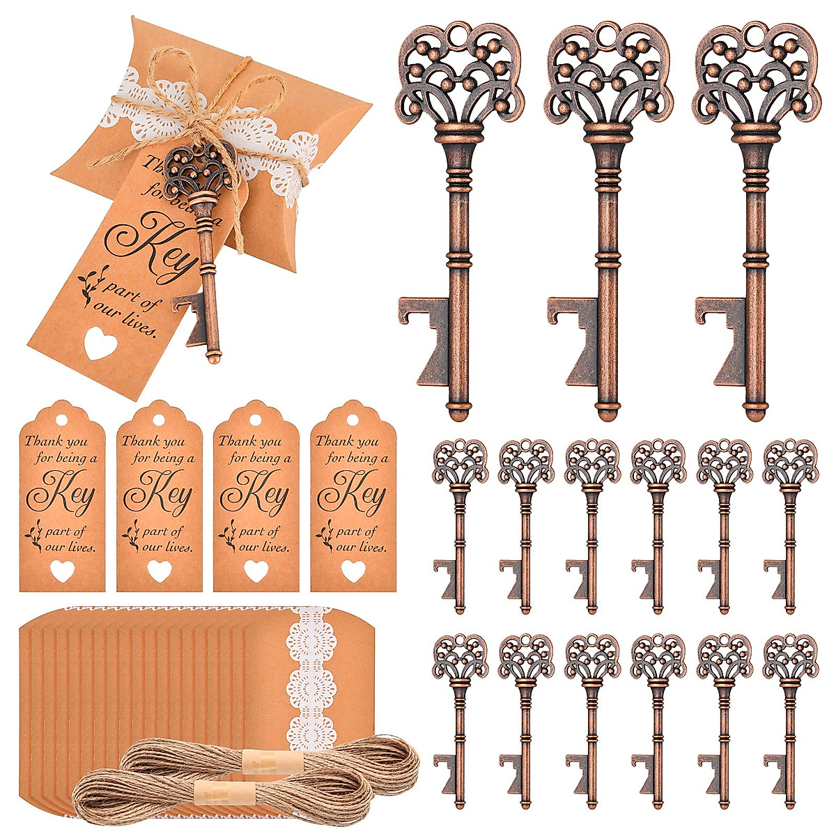 100 pieces retro Hollowed out skeleton Key Bottle opener Wedding gift wedding party return gift to guests