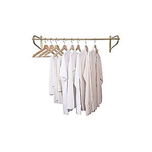 VEGAINDOOR City Edition Wall Mounted Clothes Rack for Hanging Clothes , Retail Display Clothes Rod ,Garment Rack, Space Saving Wall Mount Garment Bar, Gold Clothing Rack ,39.4" (Gold)