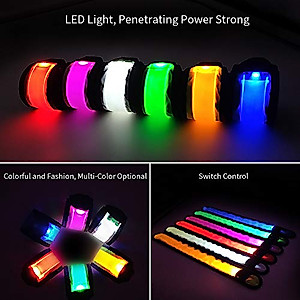 LOBKIN 6 Pack Safety Bracelets, LED Slap Armband Kids Walking at Night Safe LED Light Wrist Light Reflective Belt, Magic Band Running Lights for Runners (A)