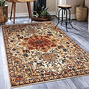 LUXE WEAVERS Geometric Floral 2527 Ivory 8x10 Traditional Southwestern Area Rug