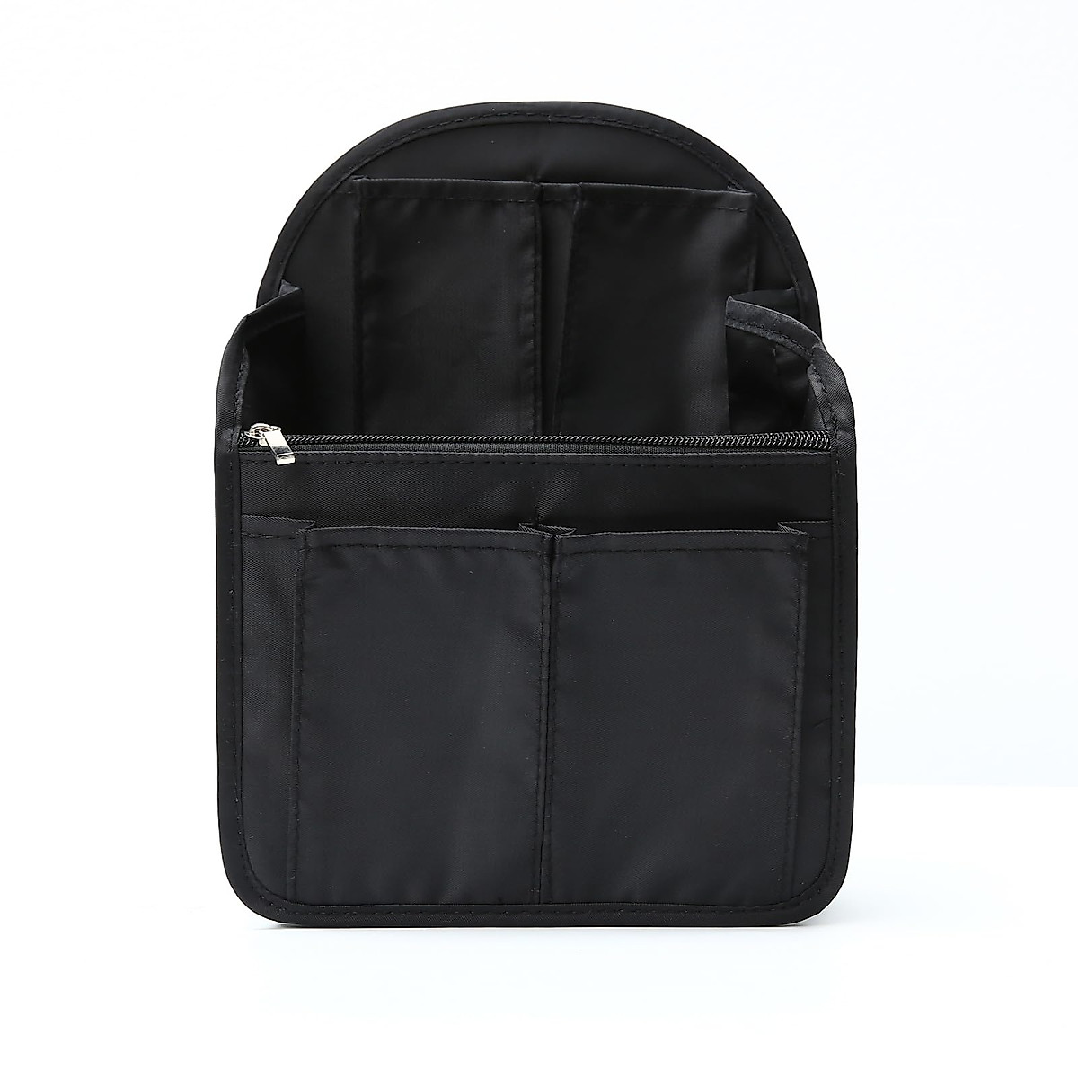 Surblue Backpack Organizer Insert Liner Hanging Travel Rucksack Purse and Handbag Insert Pocket, High-capacity Divider Foldable Nylon Shoulder Bag Organizer for Men and Women, (Black, M)