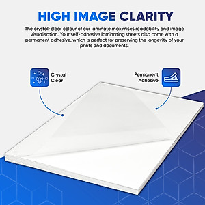 Avarrix Australia Self Adhesive Laminate Sheets for Stickers, Waterproof Label Stickers, Protection for Printable Vinyl Stickers, Glossy, Tear Resistant, Ultra Strong Bond, Pack of 50, A4 Size