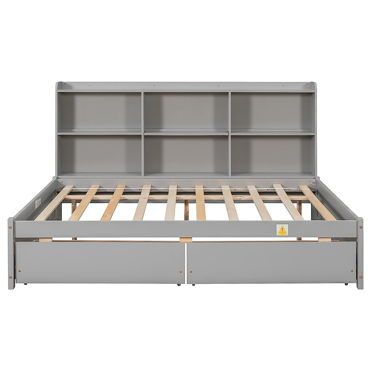 Harper & Bright Designs Full Captains Bed with Bookcase and Two Drawers, Wooden Full Size Daybed Frame with Storage,Space Saving Full Bed Frame for Girls Boys (Grey,Full)