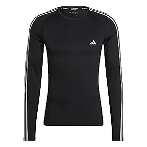 adidas Techfit 3-Stripes Training Long Sleeve Tee Men's, Black, Size 2XL