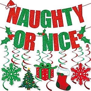 Naughty Or Nice Banner Naughty Or Nice Christmas Decorations Funny Christmas Decorations Team Naughty Or Nice Party Decorations Nughty Or Nice Christmas Decor