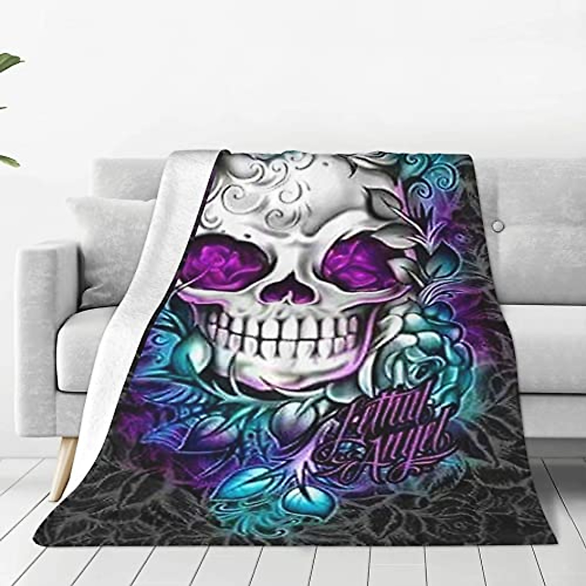 Butterfly Sugar Skull Blanket,Cool Skull Fleece Throw Blanket,Ultra Soft Sherpa Blankets Warm Fuzzy Cozy Plush Blankets Air Conditioning Blanket for Halloween Bed Couch Sofa 50"X40"