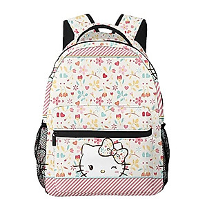 DIEZ Hello Cat Kitty Backpack 3d Print Anime Character Wink Backpack Lightweight Casual Travel Laptop Backpack For Women Anime Kitty Fans Gift