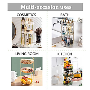 360 Rotating Makeup Organizer for Vanity 3 Tier, Easy to Assemble Spinning Bathroom Organizer, High-Capacity Skincare Perfume Organizers Cosmetic Display Case,Fits Countertop and Bathroom