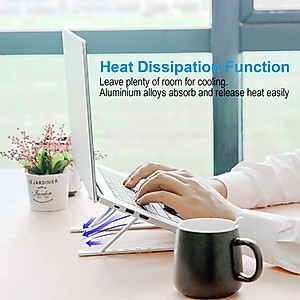 Arae Laptop Stand for Desk, Adjustable Ergonomic Portable Aluminum Laptop Holder, Foldable Computer Stand 7 Angles Anti-Slip Laptop Riser Compatible with 9-15.6 inch Laptops, Gray