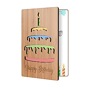 Happy Birthday Card by HeartSpace, Birthday Frosting Design: Premium Wooden Greeting Cards Handmade From Sustainable Real Bamboo Wood
