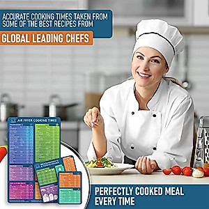 Air Fryer Magnetic Cheat Sheet Set by Linda’s Essentials - Air Fryer Cooking Times Chart Magnet, Quick Reference Guide for Cooking and Frying, Air Fryer Cooking Times Chart & Kitchen Conversions