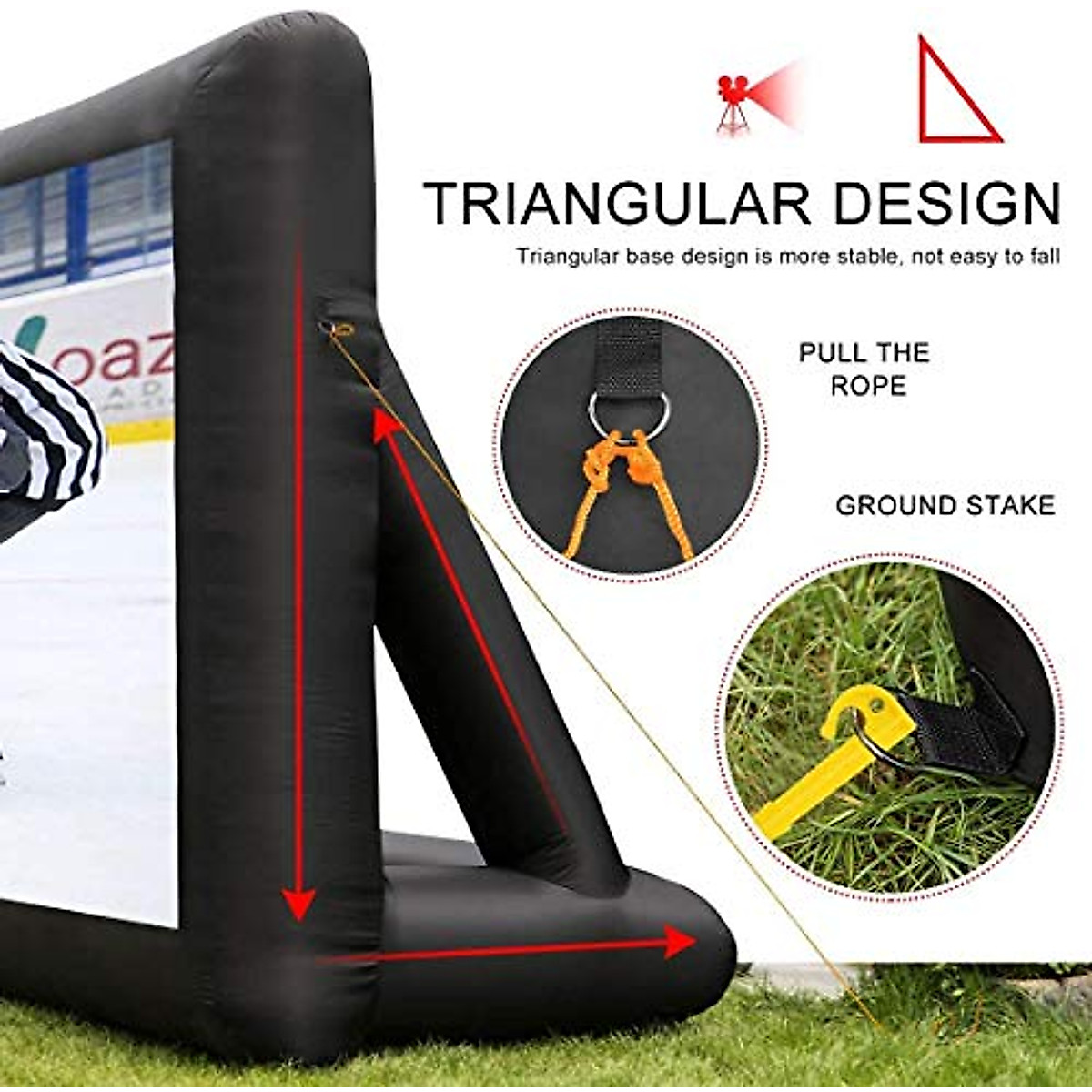 VIVOHOME 16ft Inflatable Blow up Mega Movie Projector Screen with 3-Seater Outdoor Adjustable Canopy Swing Chair