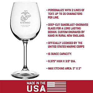 7.62 DESIGN U.S. Marine Corps Eagle Globe & Anchor Personalized 16 oz. Wine Glass