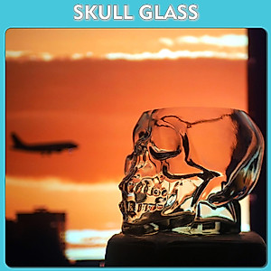 GXFCCYXT 2 Pieces Halloween Skull Glass Wine Glass -12oz/350ml Unique Cocktail Glasses Funny Clear Skull Cup for Cocktail Margarita Whiskey Juice Holiday Decorations Gifts Or Themed Party