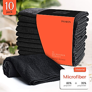TASALON Microfiber Hair Towel - 10 Pack - Salon Towels - Quick Dry Microfiber Towels - 29 x 16 Inches Ultra-Soft Microfiber Towel for Hair, Facial Towels with Soft Absorbant - Black