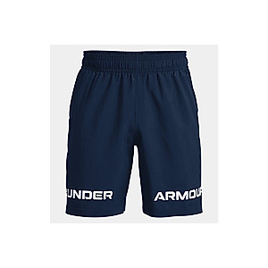 Under Armour Woven Graphic Wordmark Shorts, Academy Blue (408)/White, Medium