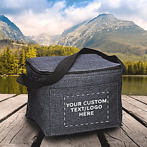 DISCOUNT PROMOS Custom Insulated Cooler Lunch Bag Set of 10, Personalized Bulk Pack - Perfect for Work, Travel, Outdoor Events - Black