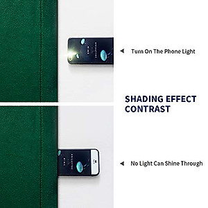 Melodieux 100% Blackout Velvet Curtains for Bedroom Living Room - Super Soft - Thermal Insulated Drapes with Black Liner, 52 by 84 Inch, Green (2 Panels)