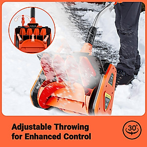 VOLTASK Cordless Snow Shovel, 48V | 13.5-Inch Cordless Snow Blower, Battery Snow Blower with Directional Plate (2 * 24V Battery & Dual Quick Charger Included)