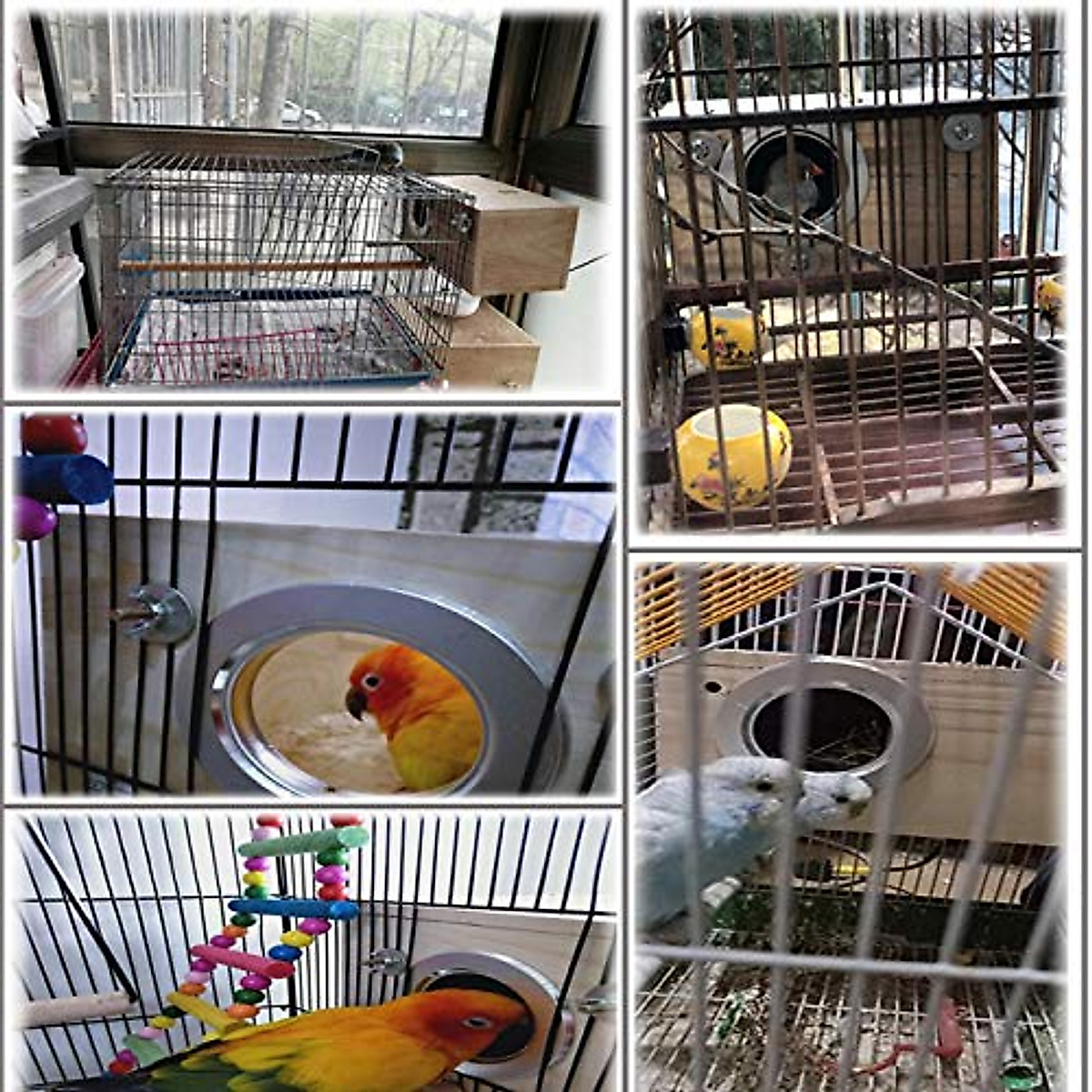 Hamiledyi Parakeet Nest Box 2Pcs Bird House Budgie Wood Breeding Box for Lovebirds, Parrot Mating Box