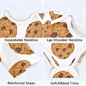 JHKKU Chocolate Chip Cookies Long Sleeve Bodysuits Baby Boys Girls 100% Cotton Newborn Infant Neutral Outfits Jumpsuit 6 Months