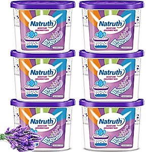 NATRUTH Moisture Absorbers With Lavender Scent,12.5OZ*6-Pack Portable Closet Dehumidifier, Odor Eliminator Absorber Bucket,Humidity Absorber,Cleaner Air Dehumidifier for Closet,Bathrooms, Kitchen