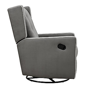 Baby Relax Mikayla 4-in-1 Swivel Glider Rocker Recliner Chair, Gray Microfiber