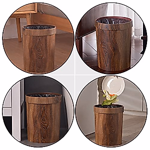 Cabilock Kitchen Garbage Bin Plastic Trash Can Round Wood Grain Small Trash Can Wastebasket Garbage Storage Bin for Office Bathrooms Powder Rooms Kitchens Supplies (Random Style) Trash Container