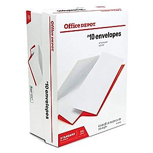 Office Depot All-Purpose Envelopes, 10 (4 1/8in. x 9 1/2in.), White, Box of 500, 12010