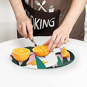 White Parrot Tempered Glass Cutting Board Heat Resistant For Bread Meat Fruit 7.9 in