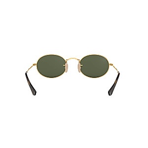 Ray-Ban RB3547N Oval Flat Lens Sunglasses, Gold/G-15 Green, 51 mm