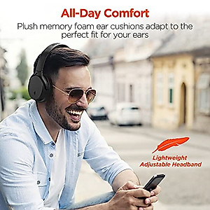 HyperGear Stealth ANC [Active Noise Cancelling] Wireless Over Ear Bluetooth Headphones, 24H Playtime, Memory Foam Ear Cups, for Travel, Home Office, Online Class [Black] 15540