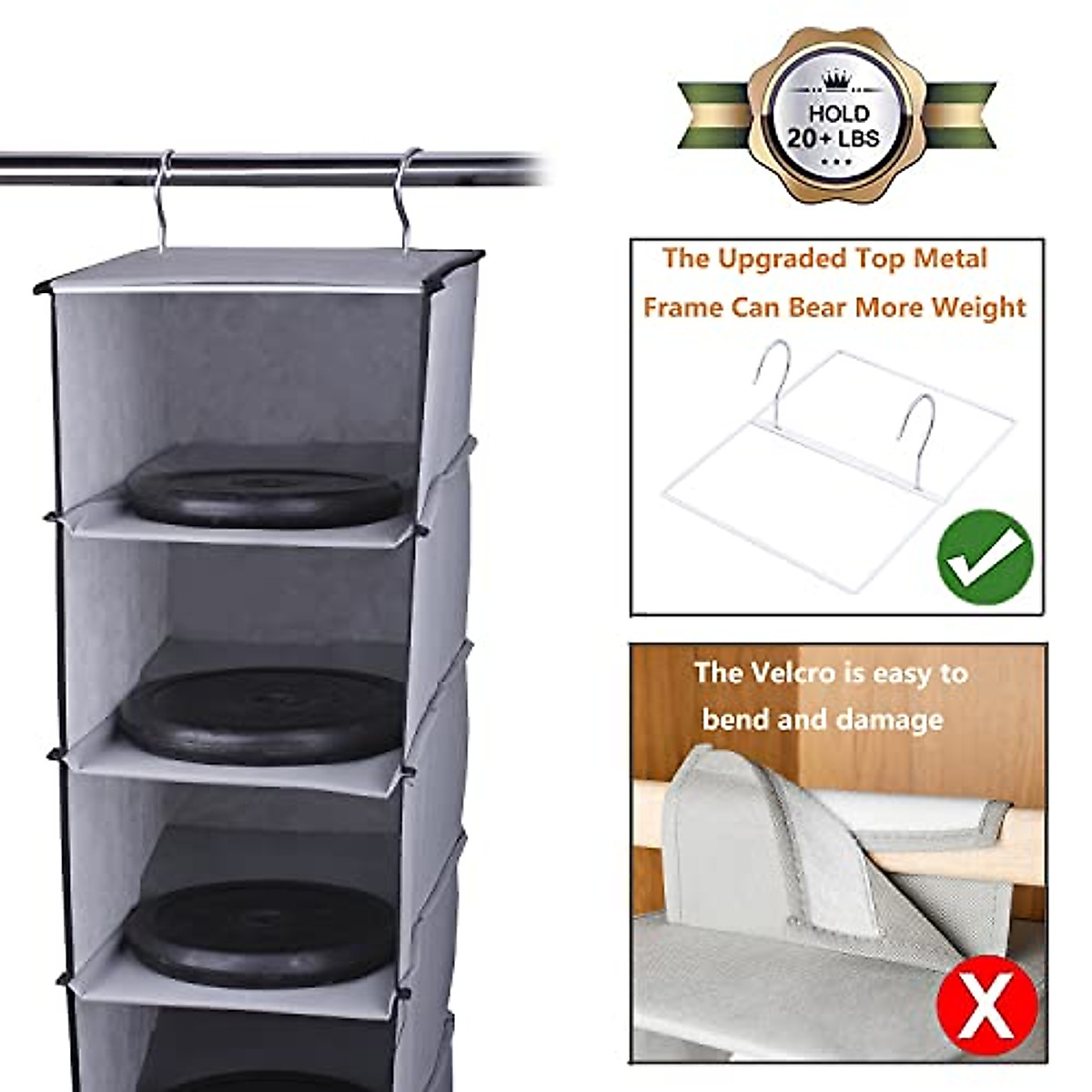 GRANDAN Hat Rack, 10 Shelf Hanging Closet Hats Organizer for Baseball Caps, Easy Hat Holder with Upgrade Metal Hooks (Gray)