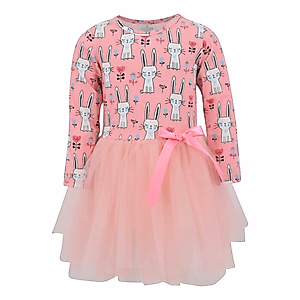 Girls Long Sleeve Tulle Tutu Dresses for Kid and Toddler Pink 6 Years