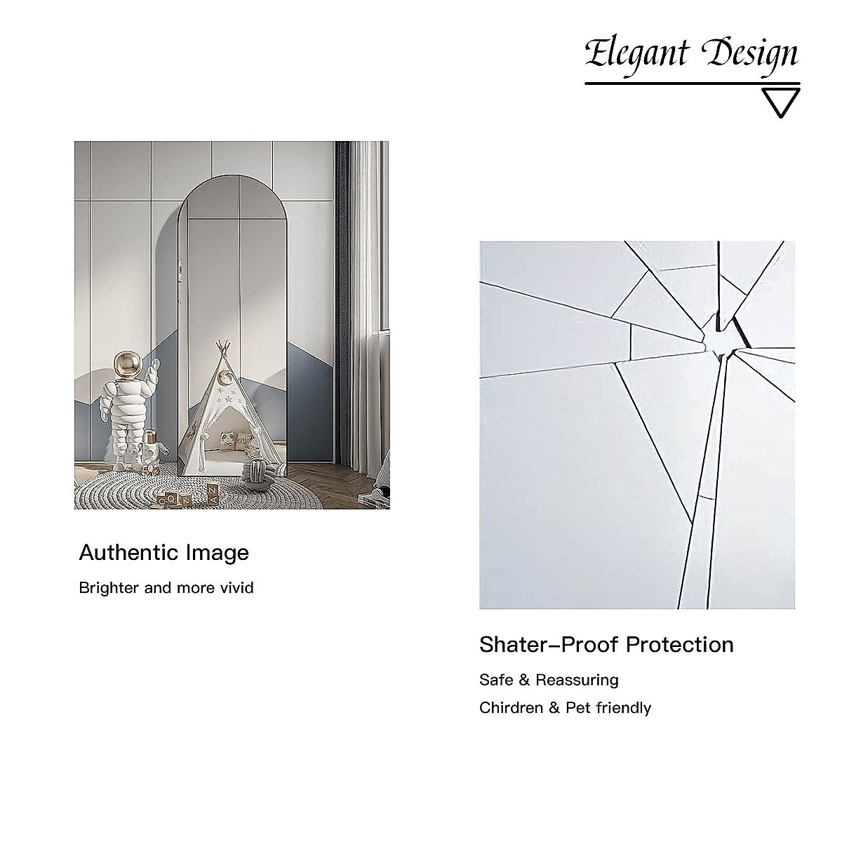 CISTEROMAN 65"x22" Full Length Mirror, Arched Mirror, Floor Mirror with Stand, Full Body Mirror, Wall Mirror for Bedroom, Dressing Room, Living Room