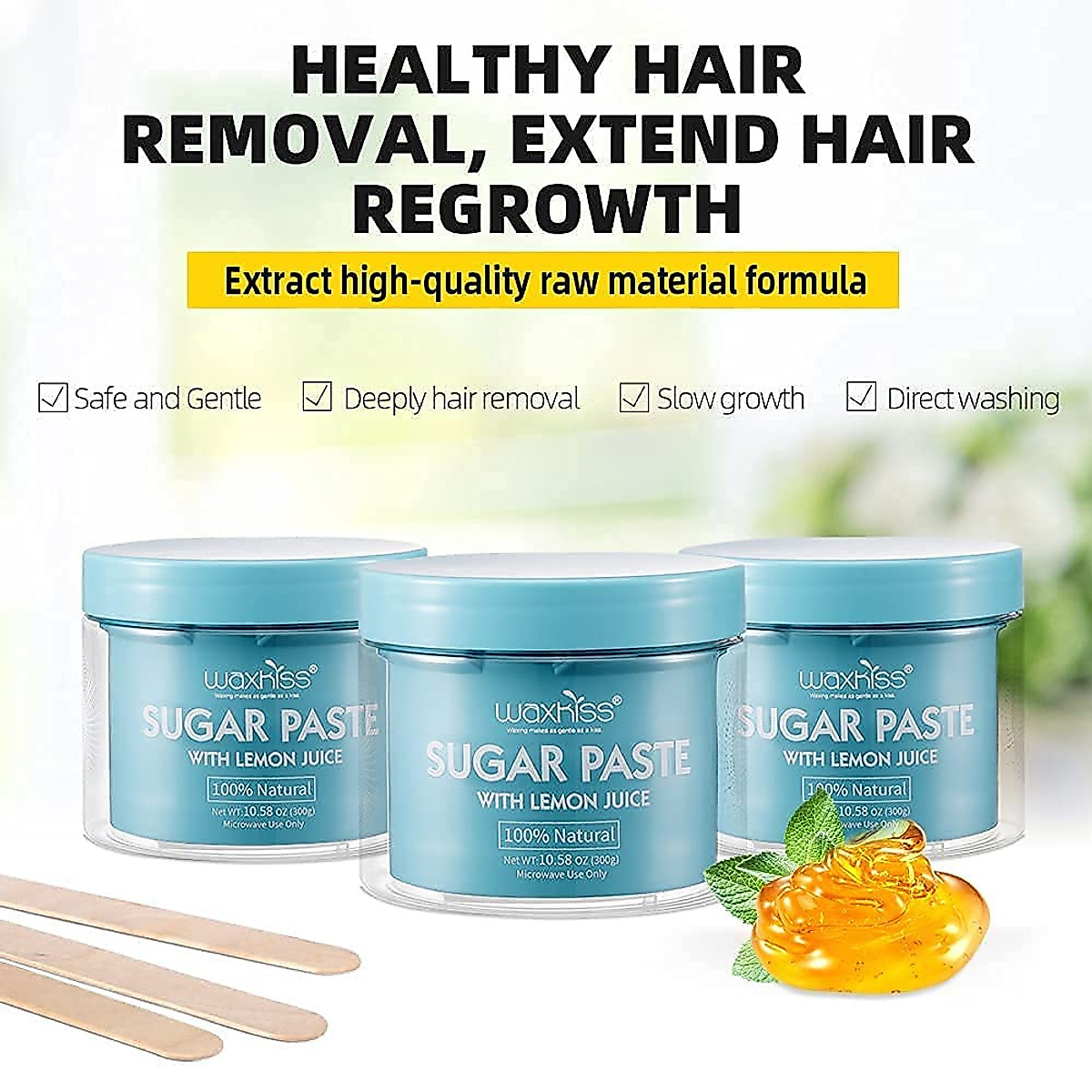 Sugar Wax Kit - Medium All-Purpose Hair Removal Kit with Lemon Juice for Brazilian, Legs, Arms, Bikini, Back, Chest, Face