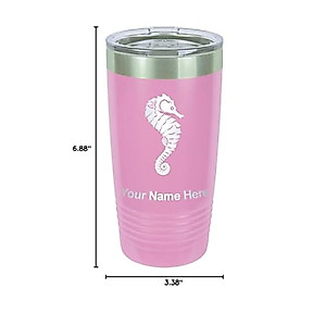 LaserGram 20oz Vacuum Insulated Tumbler Mug, Seahorse, Personalized Engraving Included (Light Purple)