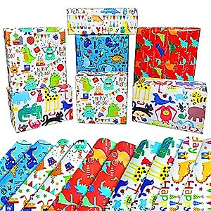Birthday Wrapping Paper for Boys-Dinosaur Wrapping Paper Kids-Boy Birthday Wrapping Paper Dinosaur Sheets-10 Pack Gift Wrapping Paper Birthday for Boys,Toddlers,Girls,Children,Holiday,Baby Shower-Happy Birthday Wrapping Paper for Boys Gift Wrap Paper