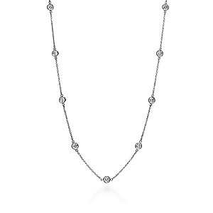 Sterling Silver Round Cubic Zirconia Station Necklace 18"-30" (16)