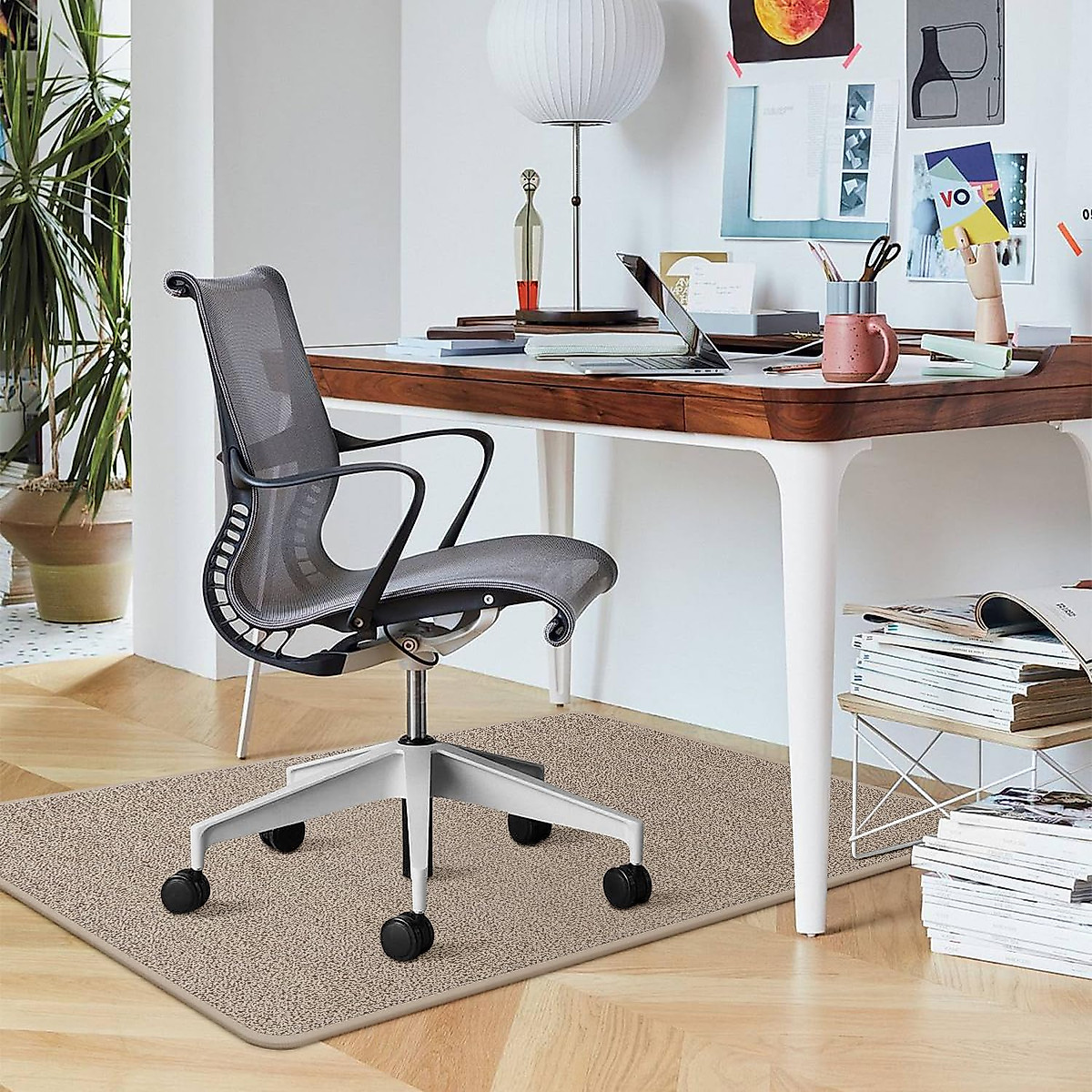 Office Hardwood Floor Chair Mat - Desk Chair Mat, Gaming Chair Mat, Desk Chair Floor Mat, Large Protector Rug for Hard Wood & Tile Floor, NOT for Carpets, 36" X 55" Light Grey