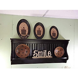Plate Holder/Primitive Home Decor/Plate And Platter Display/Bowl Rack with Shelf