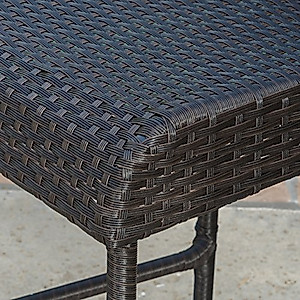 Christopher Knight Home Neal Outdoor Wicker Barstools, 4-Pcs Set, Dark Brown