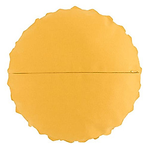 JWH Stereo Flower Throw Pillow Cover Aesthetic Decorative 3D Sunflower Accent Pillow Case Round Cushion Handmade Mustard Pillowcase for Car Bed Couch Bedroom Chair 12 Inch Yellow